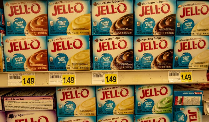 Boxes of Jell-O Gelatin and Chocolate Pudding Editorial Stock Image ...