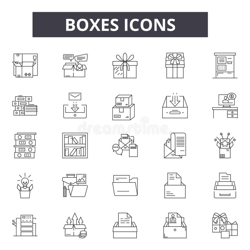 Boxes Line Icons for Web and Mobile Design. Editable Stroke Signs ...