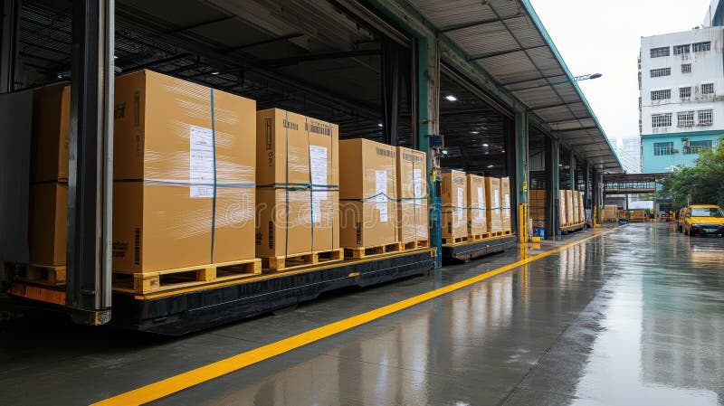 Boxes Loaded Pallets Warehouse Dock Logistics Supply Chain View Stock ...
