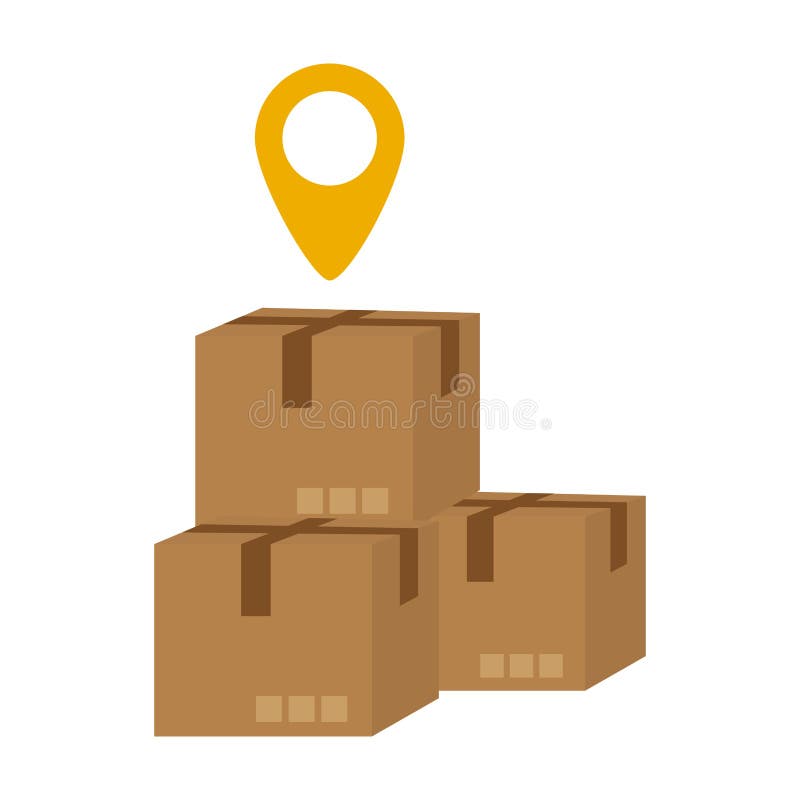 Boxes and location symbol stock vector. Illustration of commerce ...