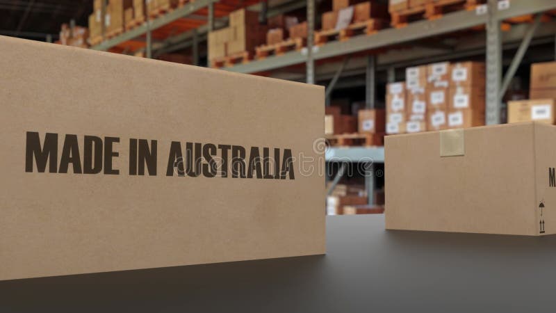 Boxes with MADE in PERU Text on Conveyor. Peruvian Goods Related ...