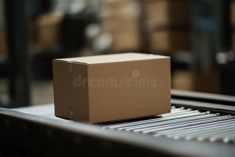 Boxes for Mockup on Conveyor Rollers Belt Ready To Be Shipped. Shipping ...
