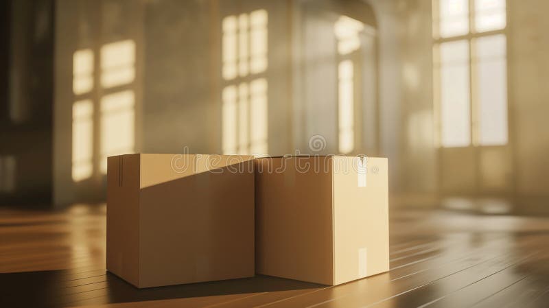 Boxes with Moving Things in an Empty Room Stock Illustration ...