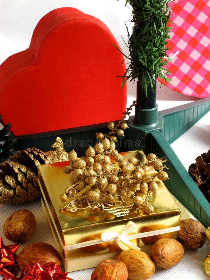 Boxes and nuts stock image. Image of tree, nuts, ribbon - 35492117