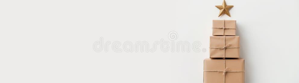 Boxes One Above Another in the Shape of a Christmas Tree. Holiday, Gift ...