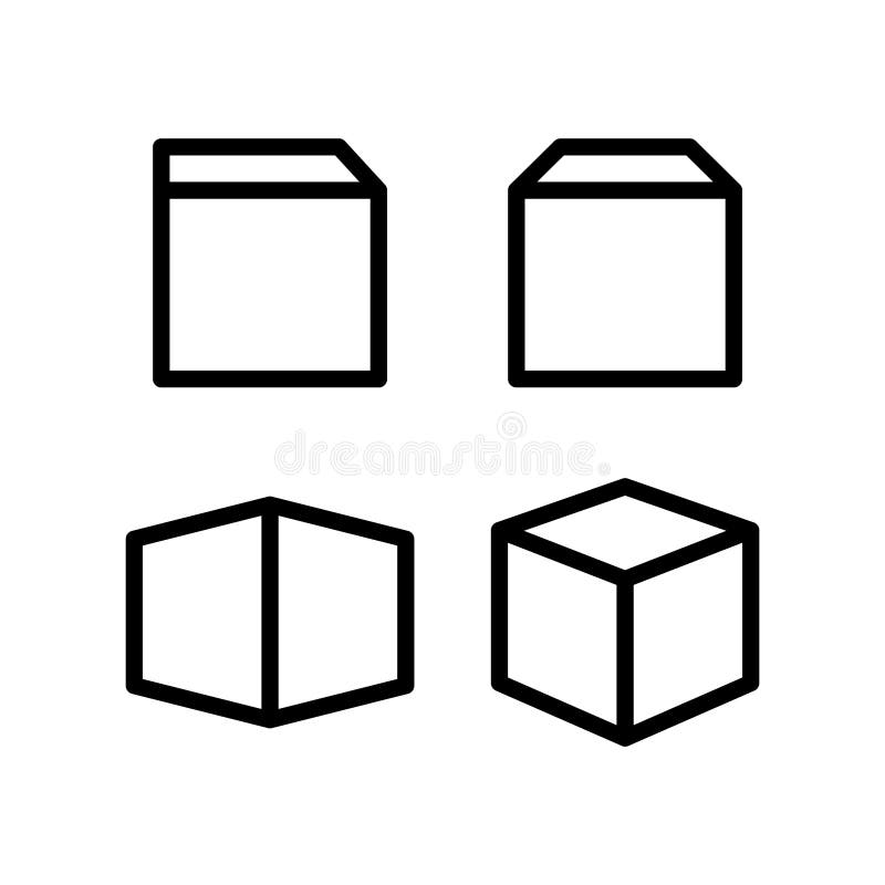 Boxes Outline Icon Set Flat Design Isolated Vector Illustration Stock ...