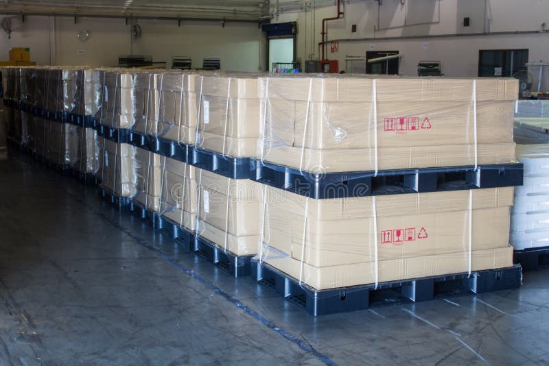 Boxes Package Ready for Shipment at in Warehouse Stock Photo - Image of ...