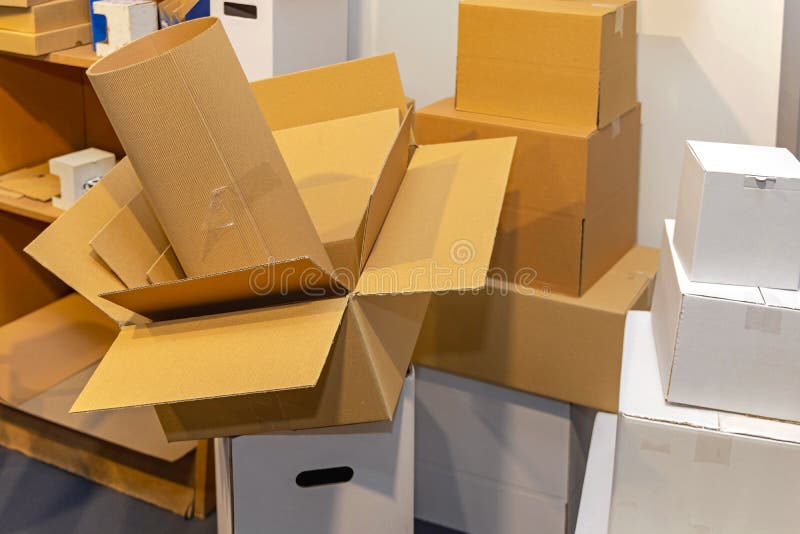 Boxes Packages Cardboard stock image. Image of stuff - 258724417