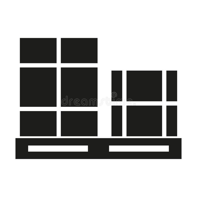 Boxes on Pallet. Simple Warehouse Symbol. Black and White Packaging ...