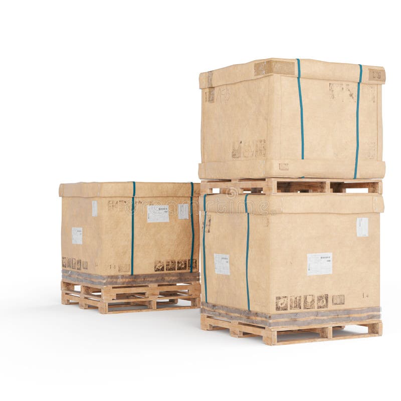 Boxes on a Pallet Transporter Isolated on White Stock Image - Image of ...
