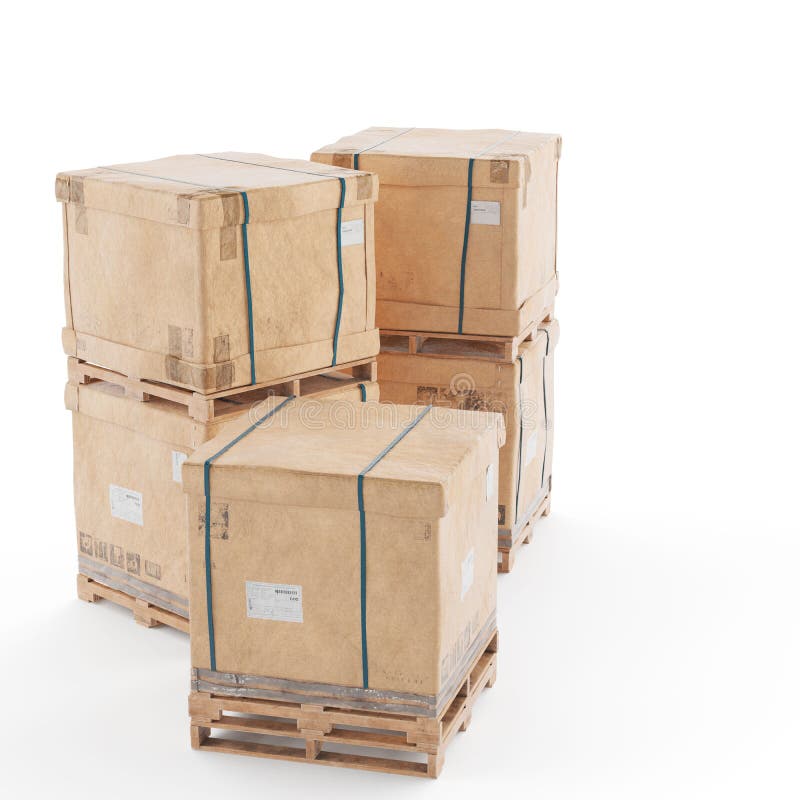 Boxes on a Pallet Transporter Isolated on White Stock Image - Image of ...