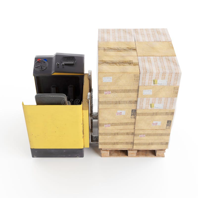 Boxes on a Pallet Transporter Isolated on White Stock Photo - Image of ...