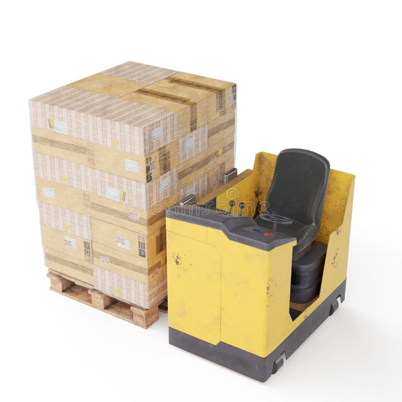 Boxes on a Pallet Transporter Isolated on White Stock Photo - Image of ...