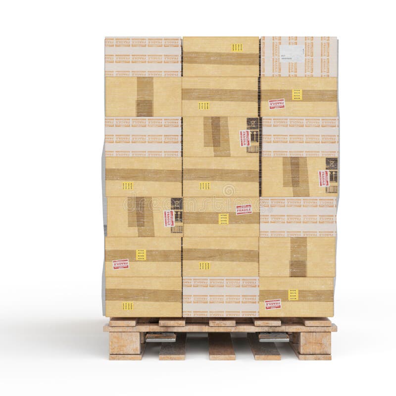 Boxes on a Pallet Transporter Isolated on White Stock Image - Image of ...