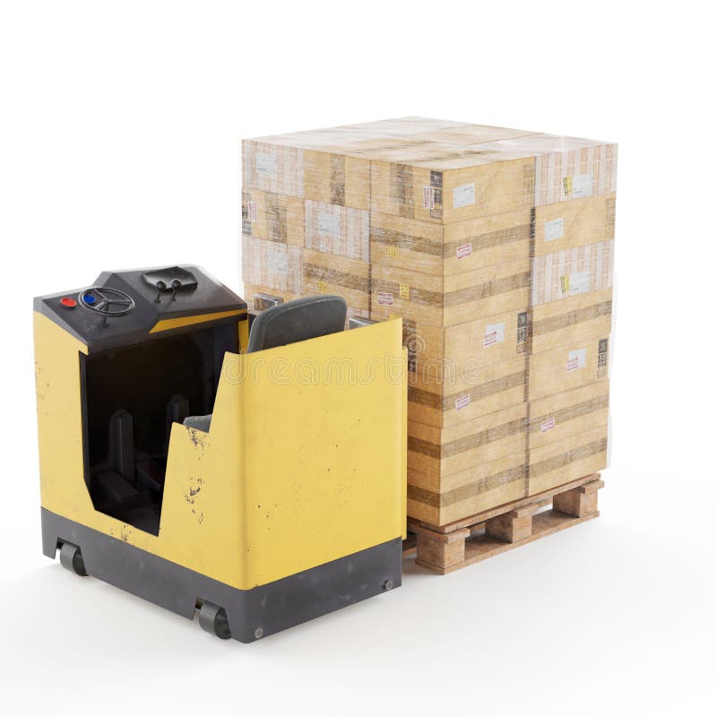 Boxes on a Pallet Transporter Isolated on White Stock Image - Image of ...