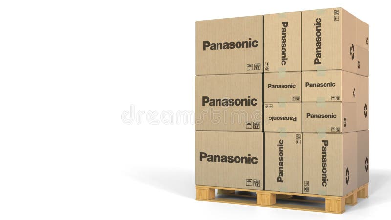 Boxes with Panasonic Logo on Pallet. Editorial 3D Rendering Editorial ...