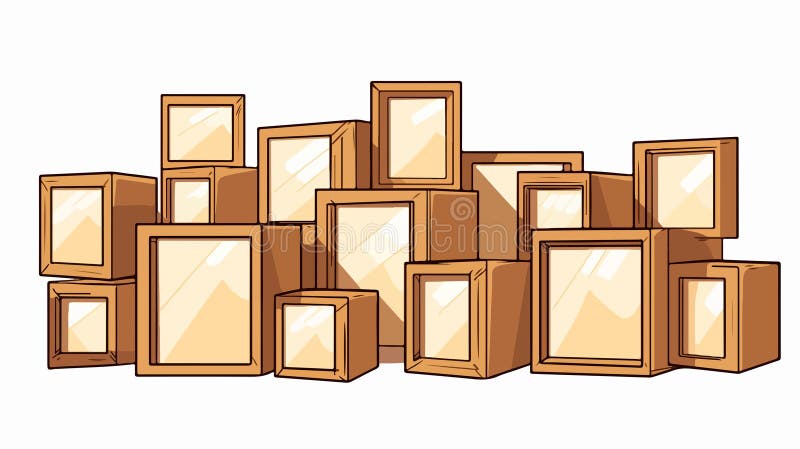 Boxes or Parcels in a House-Shaped Frame Stock Vector - Illustration of ...