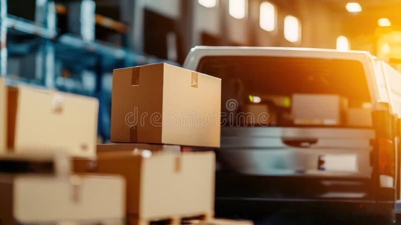 Boxes are Prepared for Delivery in a Warehouse, Showcasing the ...