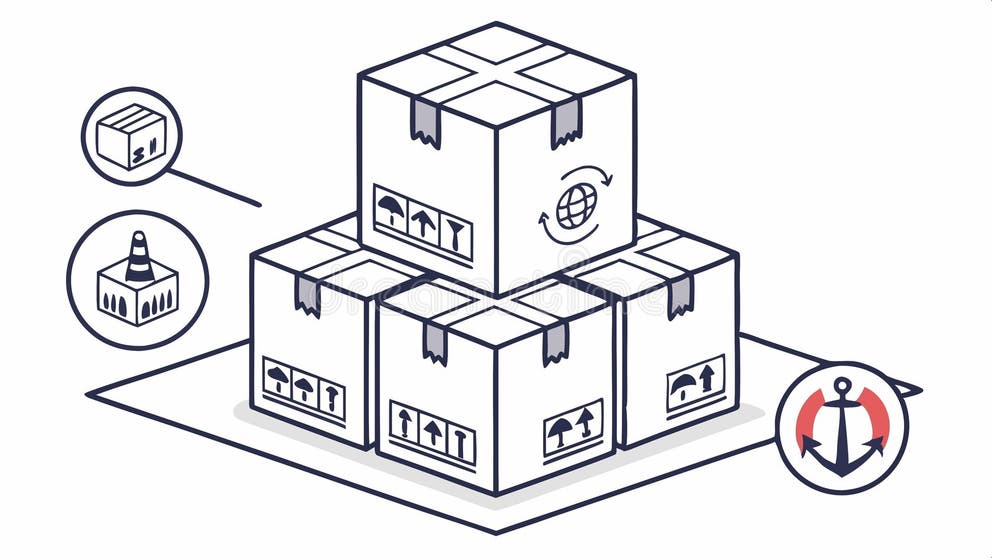Boxes and Question Mark, Shipping Design for Delivery Issue Themes ...