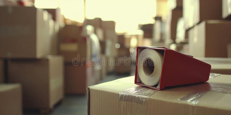 Boxes Ready for Shipment with Packing Material and Warehouse Concept ...