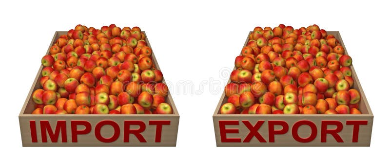 Boxes with Red Apples with Text Import Export Stock Illustration ...