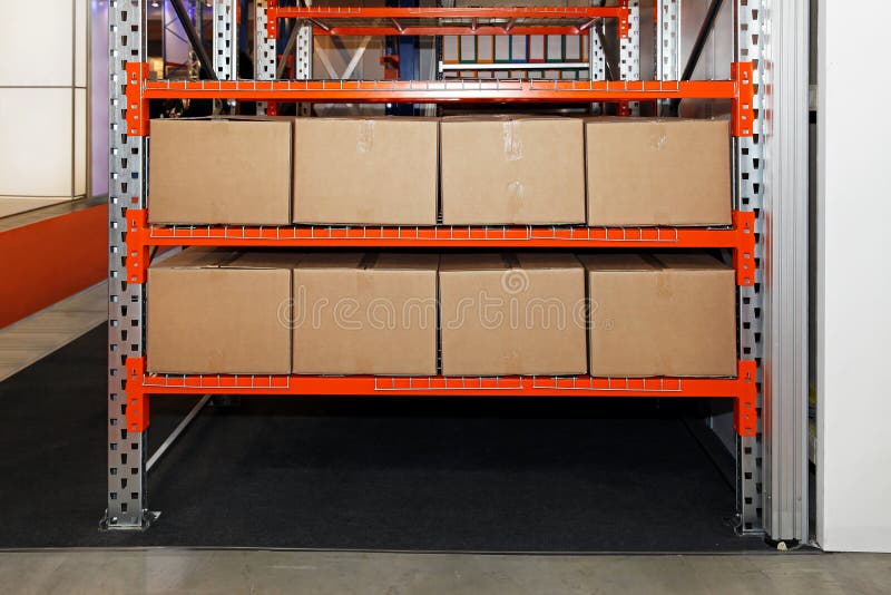 Shelf in storehouse stock image. Image of packing, lines - 3135601