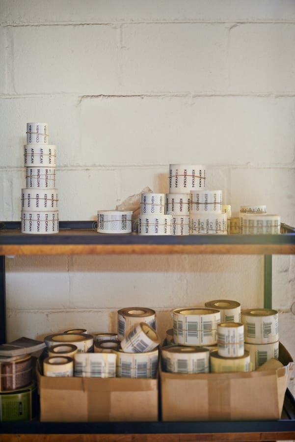 Boxes, Shelf and Labels for Logistics in Warehouse for Packaging with ...