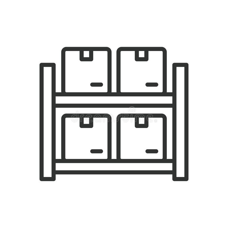 Boxes on Shelves, Icon in Line Design. Boxes, Shelves, Storage ...