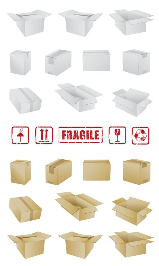 Boxes and sign collection stock illustration. Illustration of paper ...