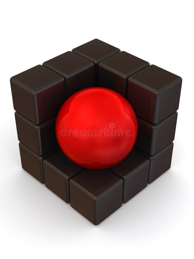 Boxes and Sphere. Abstract Image Stock Illustration - Illustration of ...
