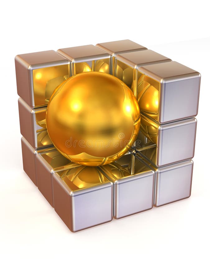 Boxes and Sphere. Abstract Image Stock Illustration - Illustration of ...