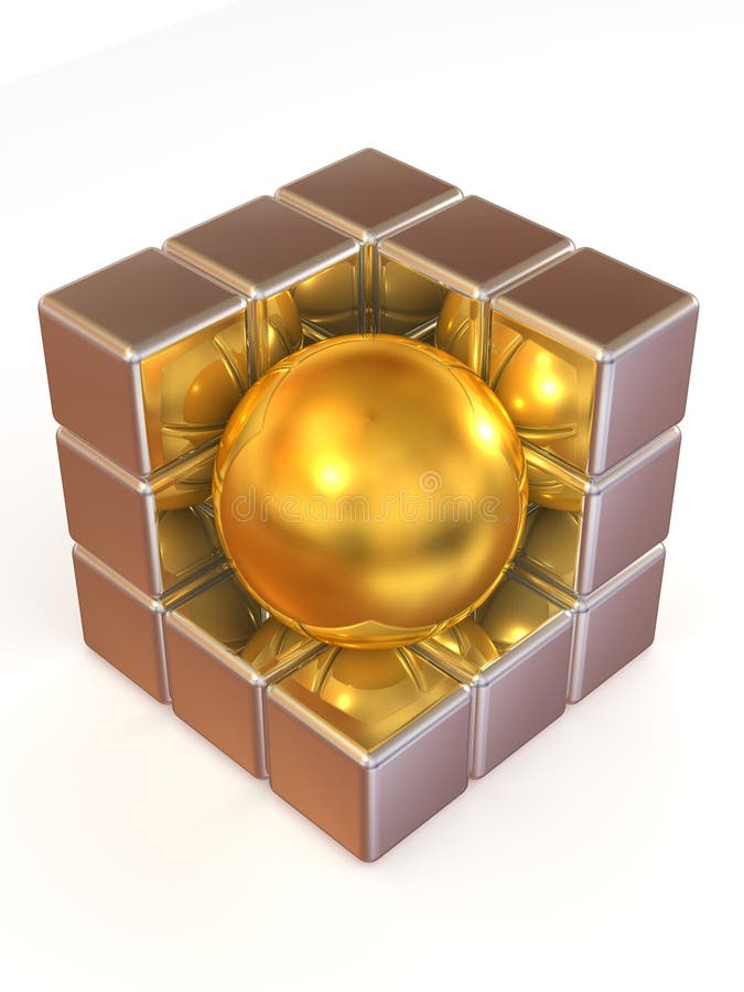 Boxes and Sphere. Abstract Image Stock Illustration - Illustration of ...