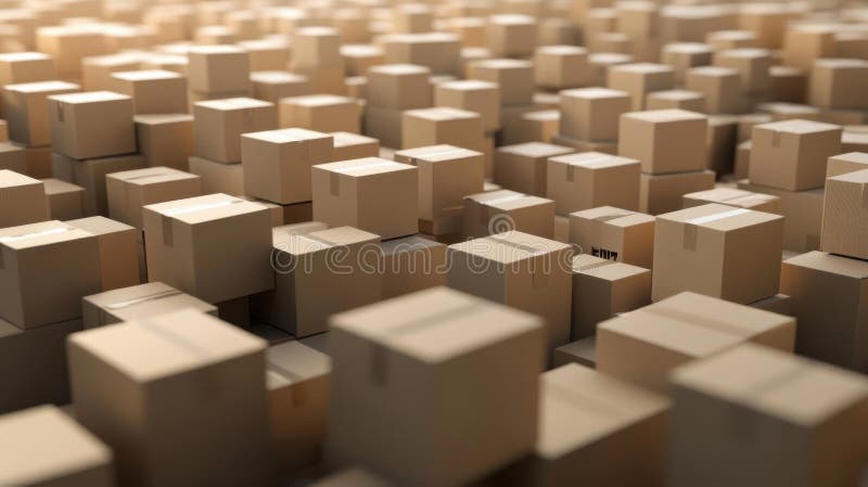 Boxes Stacked High Representing Logistics and Distribution System ...