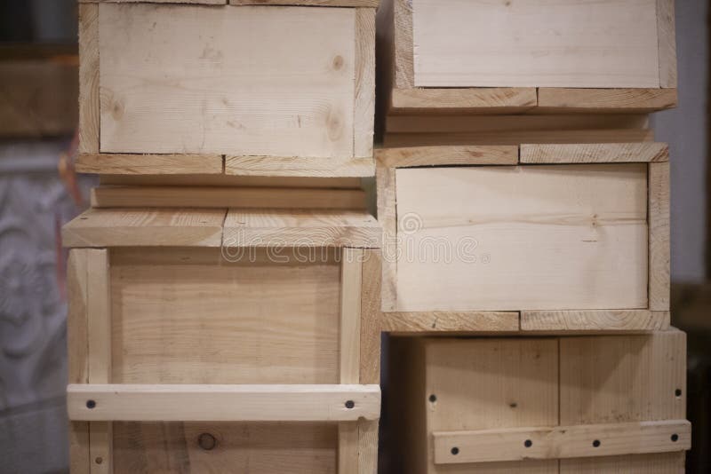 Wooden boxes. stock image. Image of boxes, shelves, gifts - 179079969