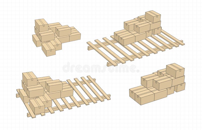 Boxes Stacked on a Pallet, Two Options Stock Vector - Illustration of ...