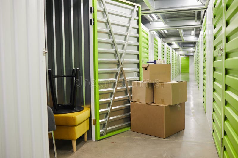 Boxes in Self Storage Unit stock photo. Image of store - 197406428