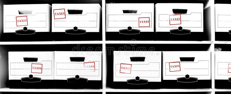 Boxes of Tax Documents with Stamp Stock Image - Image of stacks ...