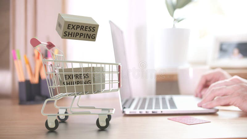 Boxes with EXPRESS SHIPPING Text Fall in Shopping Cart after Ordering ...
