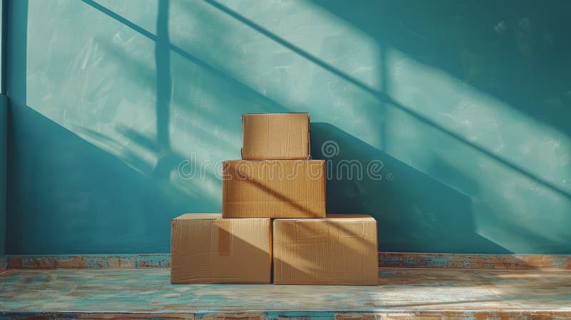 Boxes with Things Stand in an Empty Room Stock Photo - Image of object ...