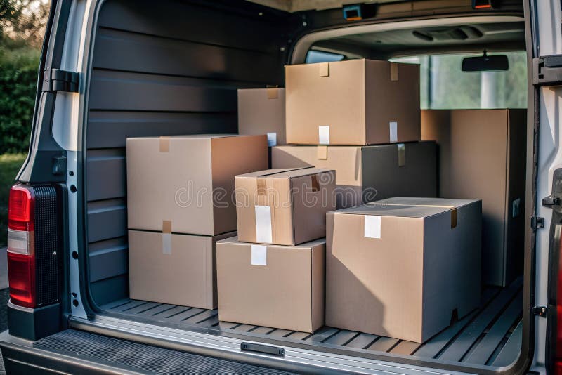 Boxes in the Truck Ready To Move To a New Location Stock Illustration ...