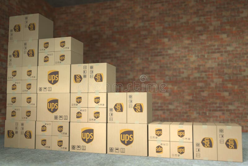 Boxes with UPS Logo Make Up a Declining Bar Chart. Editorial Crisis ...