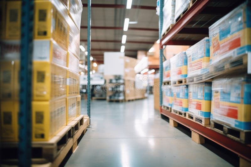 Boxes in Warehouse Aisle with Clear Labeling Stock Image - Image of ...