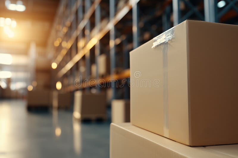 Boxes in Warehouse, Closeup. Logistics and Wholesale Concept Stock ...