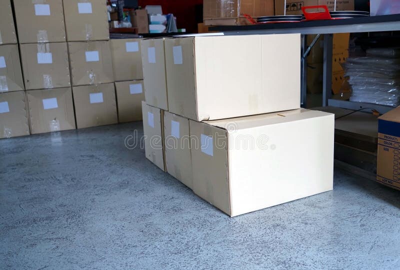 Boxes in a Warehouse of a Freight Transportation Company or Logistics ...