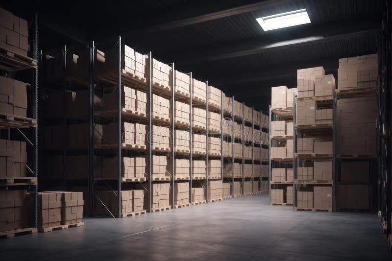 Boxes in Warehouse. Production, Warehouse Stock Illustration ...