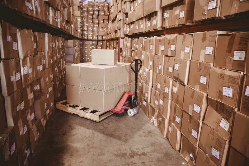 Boxes in warehouse stock image. Image of delivery, crate - 57318027