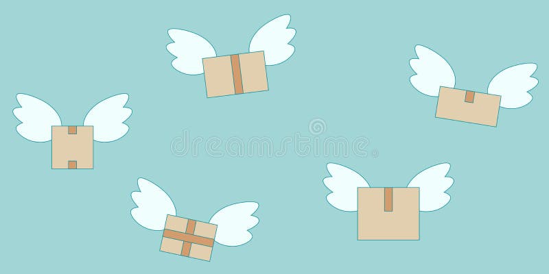 Boxes with Wings are Flying. the Concept of Sending Cargo. Vector ...