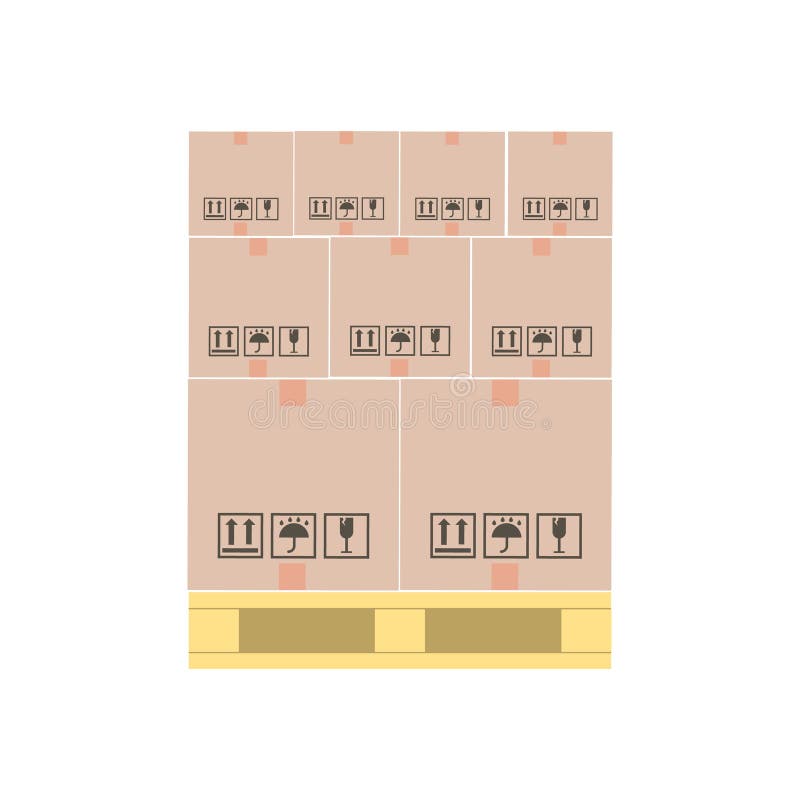 Boxes on Wooden Pallet. Flat Vector Illustration Stock Vector ...