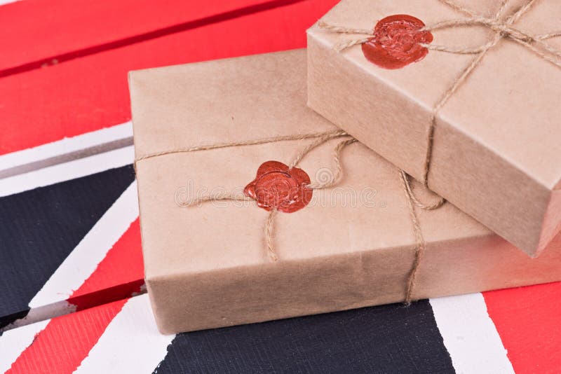 Boxes, Wrapped into Craft Paper, Fixed with Packthread with a Wa Stock ...