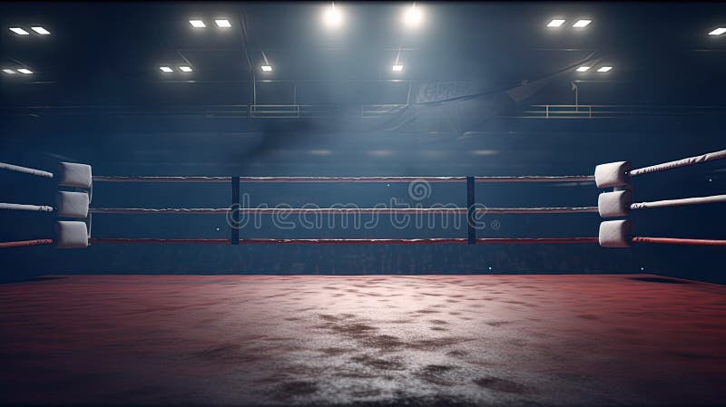 Boxing Arena with Blurred Spectator and Stadium Light Stock ...